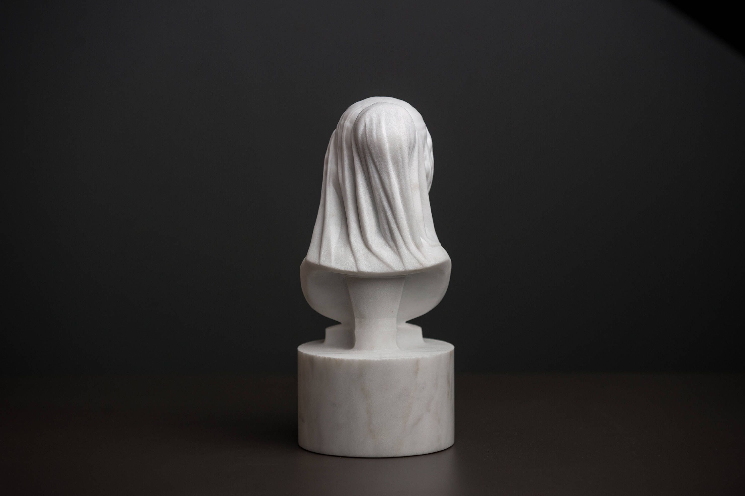 MARBLE Bust of the Veiled Virgin Mary by Strazza Carved Statue Artist ...