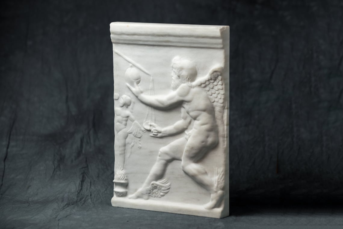 MARBLE Relief Depicting Caerus Kairos Carved Greek Marble - Etsy