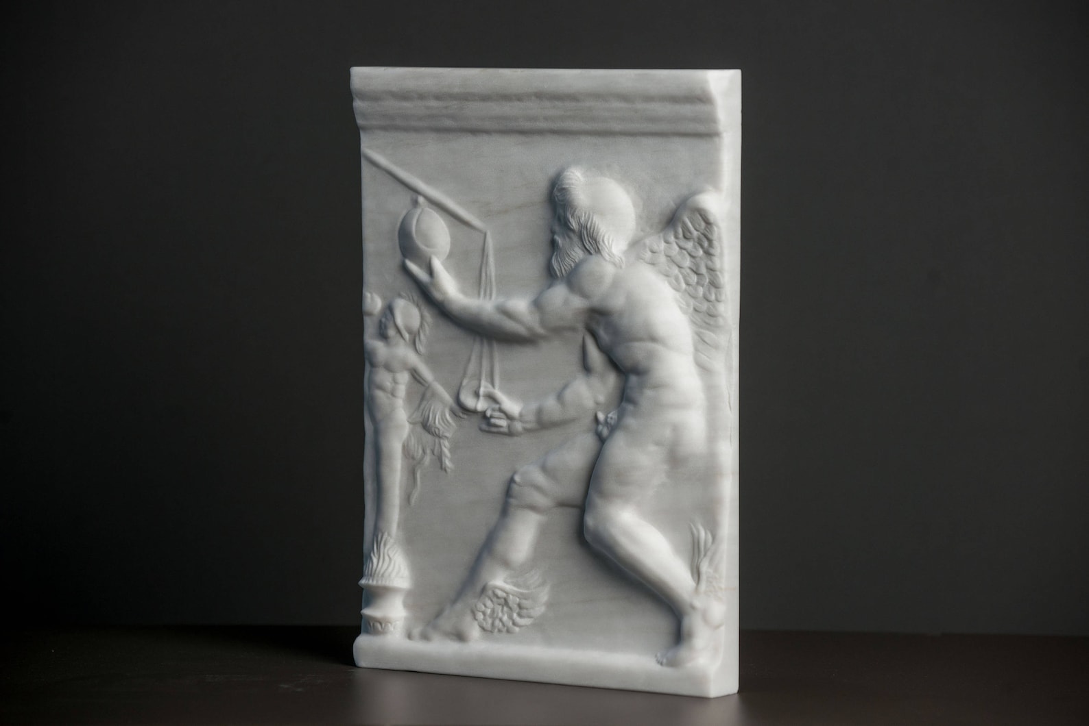 Carved MARBLE relief depicting Caerus Kairos Greek marble | Etsy