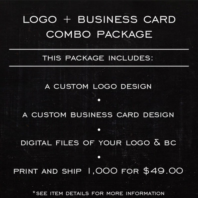 Custom Logo Design + Business Card Combo Package - Etsy