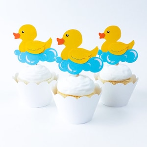 12 Duck Cupcake Toppers - Ready to Ship - Rubber Ducky Cupcake Toppers ...