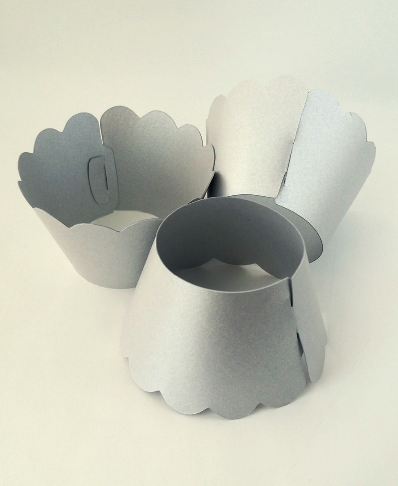 12 Metallic Silver Cupcake Wrappers Standard Sized Silver | Etsy