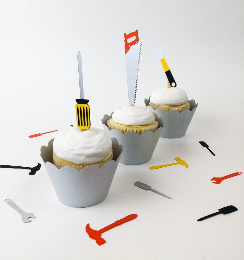 12 Hardware Tool Cupcake Toppers | Screwdriver, Hammer, Saw, & Wrench ...
