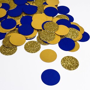 Royal Blue, Gold, & Gold Glitter Confetti | 150 Piece - 1" Circles ...