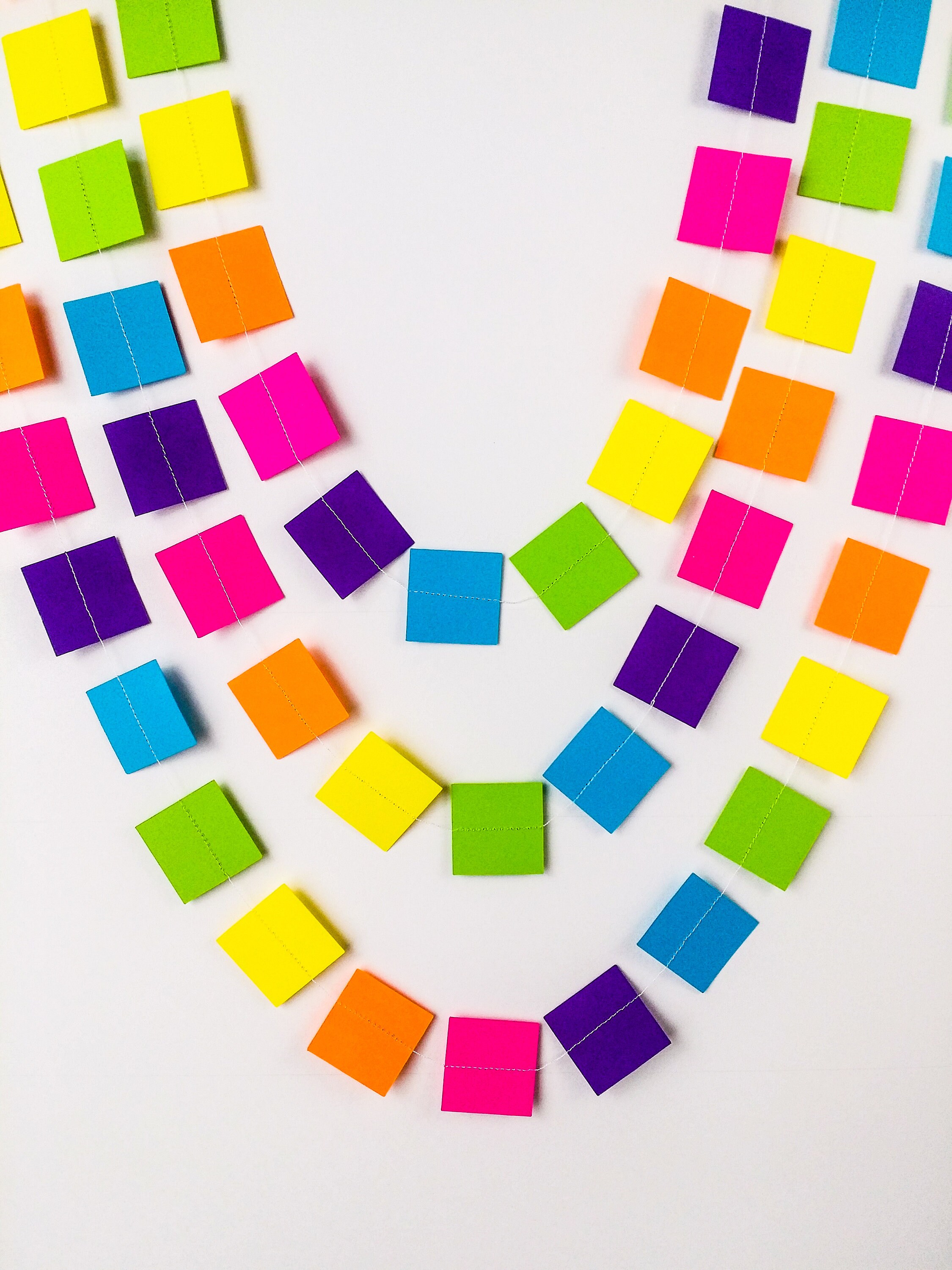 Neon Rainbow Paper Garland: 10 Ft Party Decor - Etsy