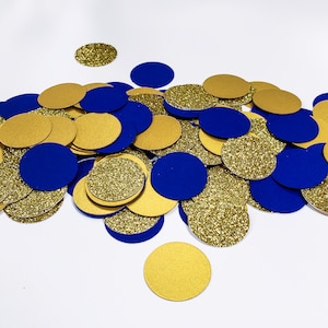 Royal Blue, Gold, & Gold Glitter Confetti | 150 Piece - 1" Circles ...
