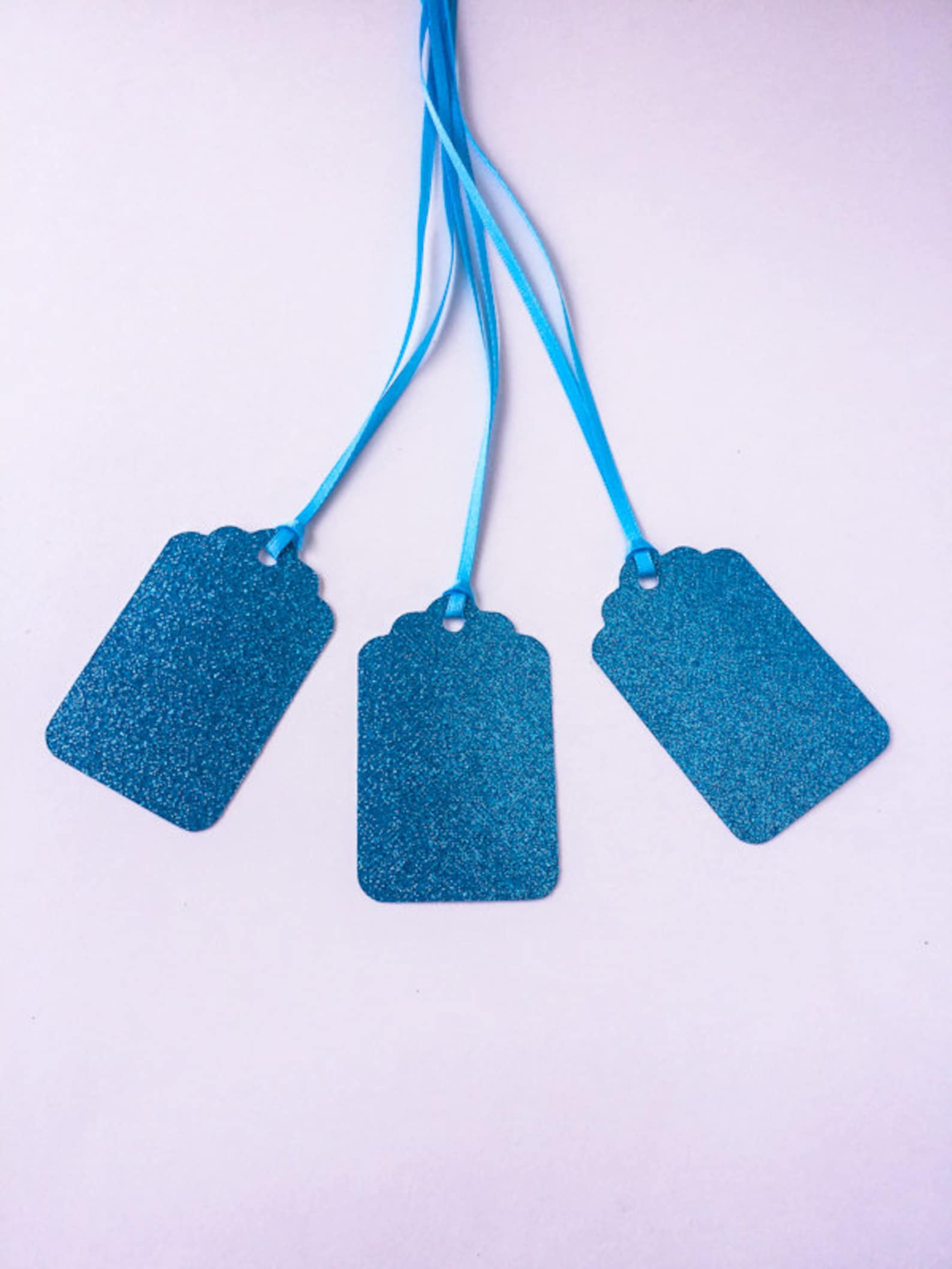 CLEARANCE 12 Turquoise Glitter Tags Blue Tags Turquoise | Etsy