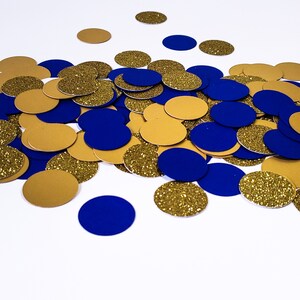 Royal Blue, Gold, & Gold Glitter Confetti | 150 Piece - 1" Circles ...