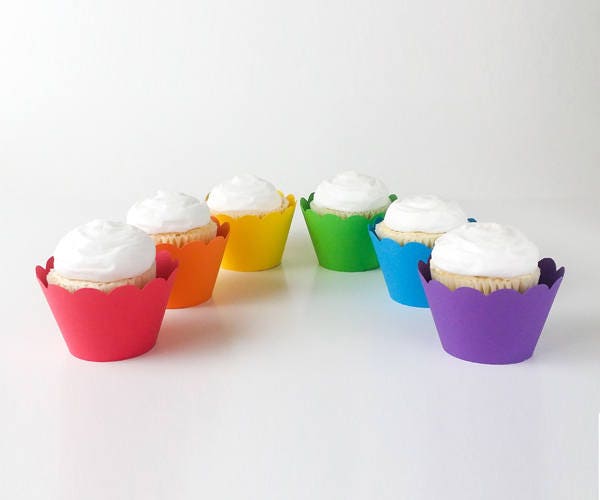 12 Rainbow Cupcake Wrappers Standard Sized Paint Party | Etsy