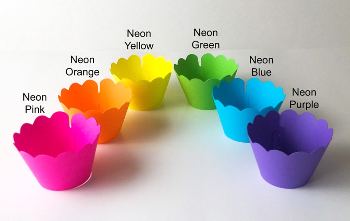 12 Neon Rainbow Cupcake Wrappers Standard Size Neon - Etsy