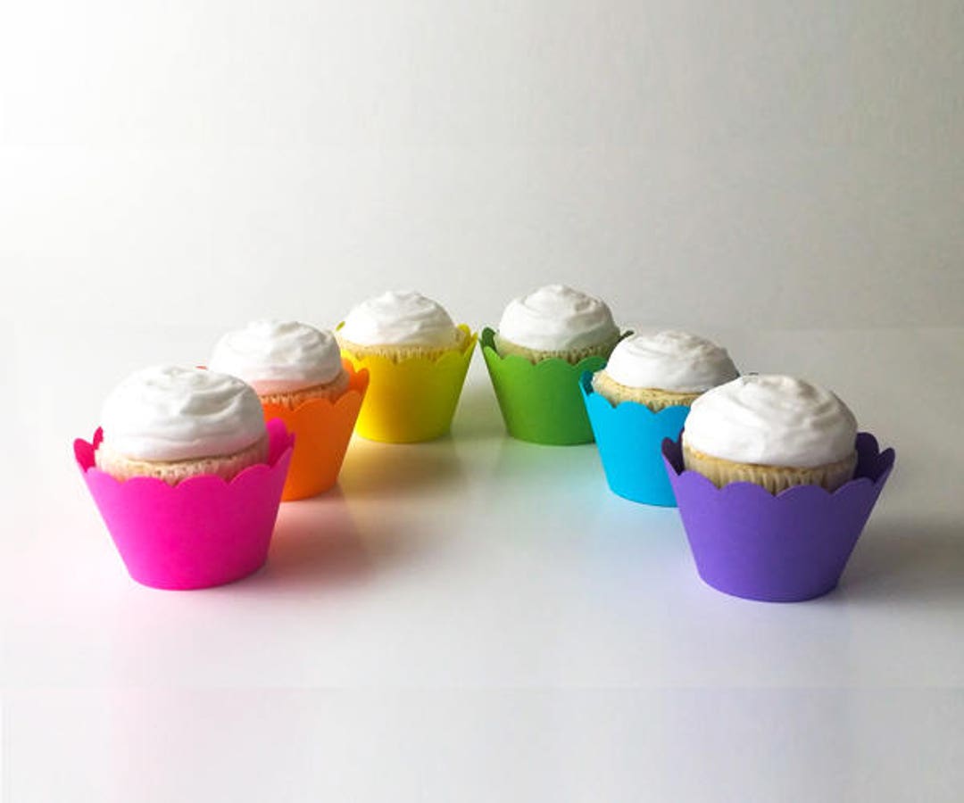 12 Neon Rainbow Cupcake Wrappers | Standard Size | Neon Unicorn Party ...
