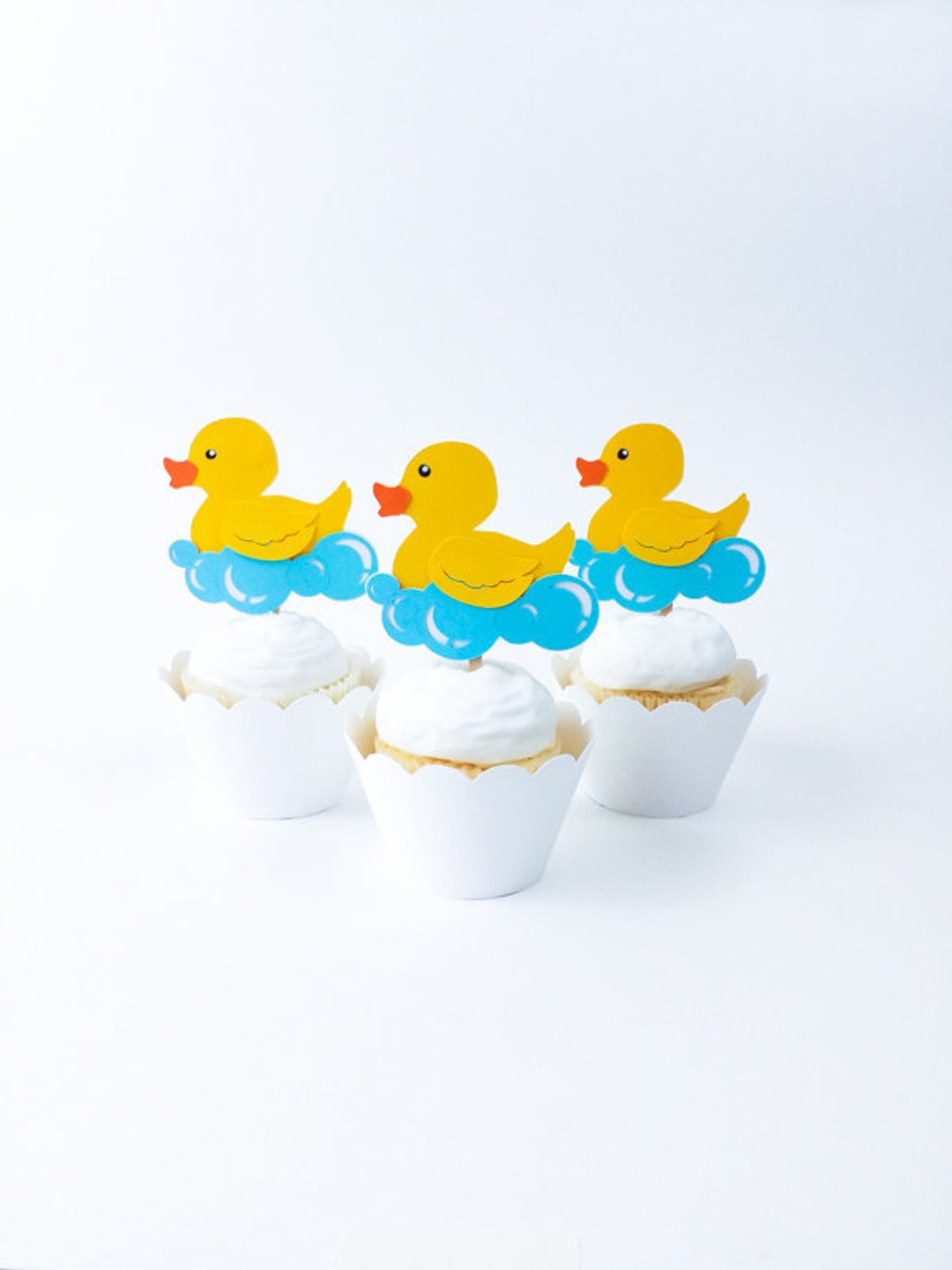 12 Duck Cupcake Toppers - Ready to Ship - Rubber Ducky Cupcake Toppers ...