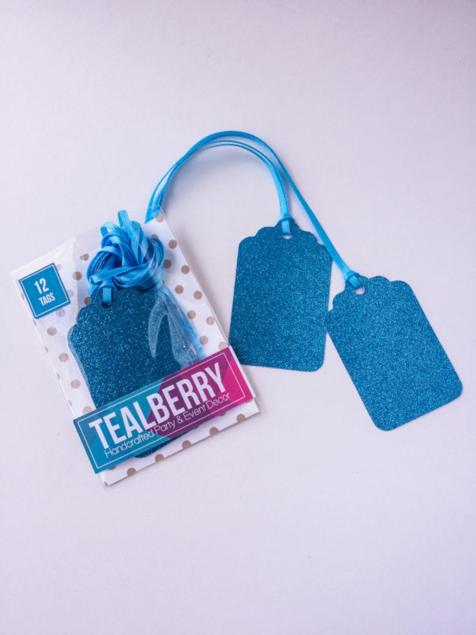 CLEARANCE 12 Turquoise Glitter Tags Blue Tags Turquoise - Etsy