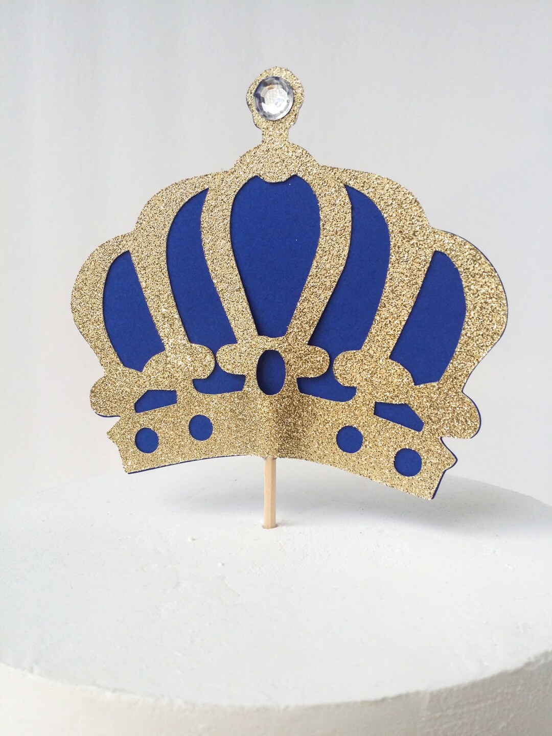 Gold Glitter & Royal Blue Crown Cake Topper: 6-8 Inch Cakes - Etsy