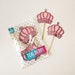 12 Princess Crown Cupcake Toppers - Pink Glitter & Light Pink Crown ...