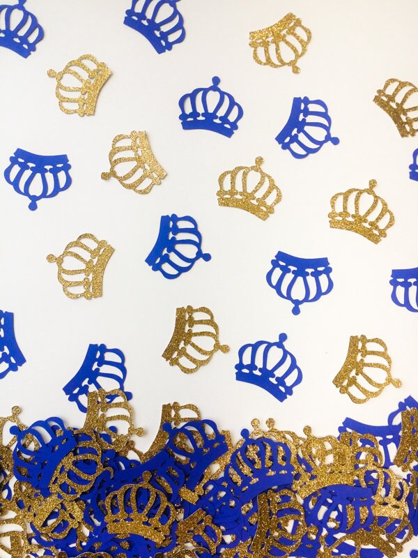 Royal Blue & Gold Crown Confetti 100 Pieces 1 3/4 | Etsy