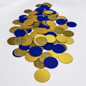 Royal Blue, Gold, & Gold Glitter Confetti | 150 Piece - 1" Circles ...