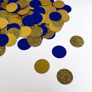 Royal Blue, Gold, & Gold Glitter Confetti | 150 Piece - 1" Circles ...