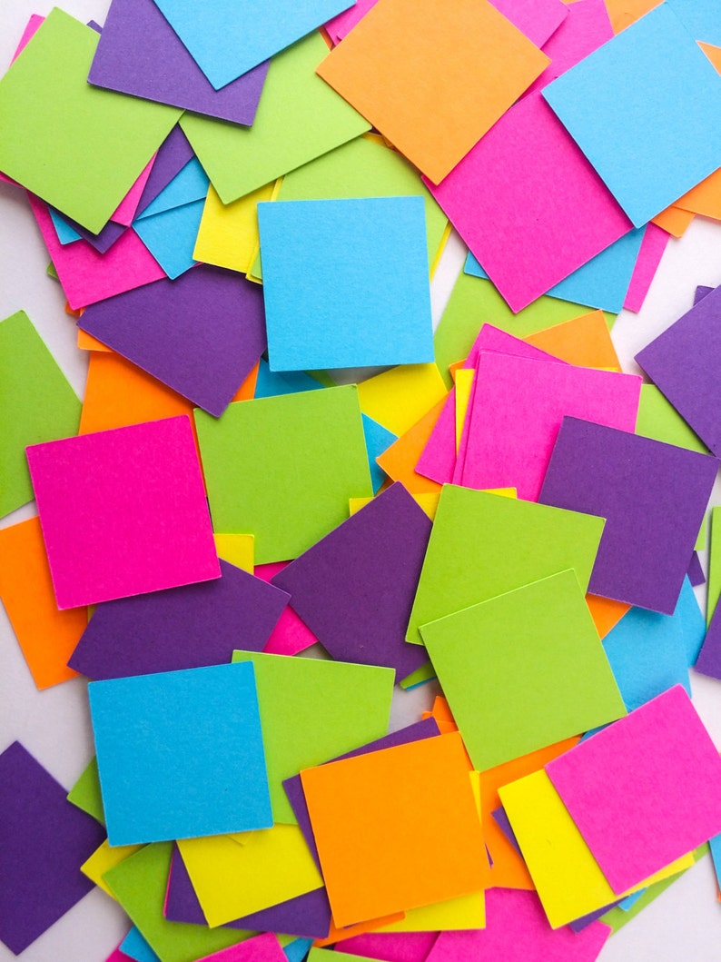 150 Piece Neon Confetti 1 Squares Paper Confetti - Etsy