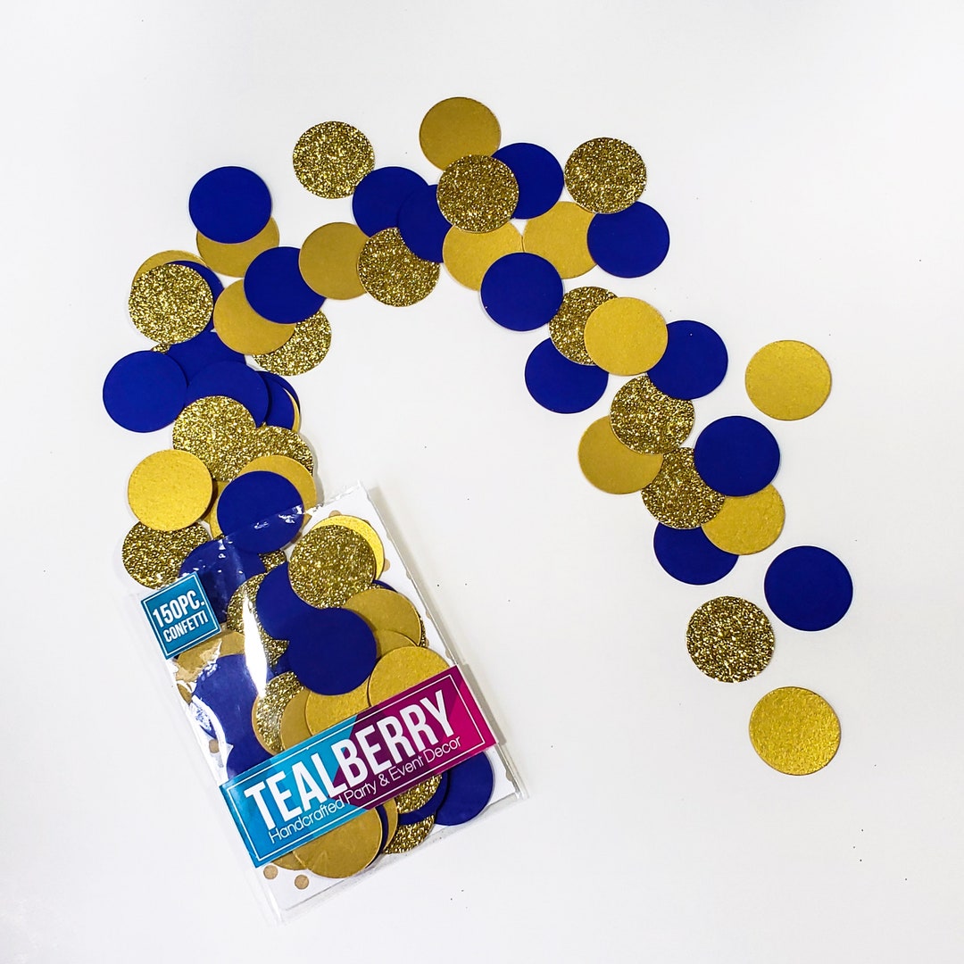 Royal Blue, Gold, & Gold Glitter Confetti | 150 Piece - 1" Circles ...