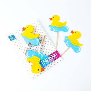 12 Duck Cupcake Toppers - Ready to Ship - Rubber Ducky Cupcake Toppers ...