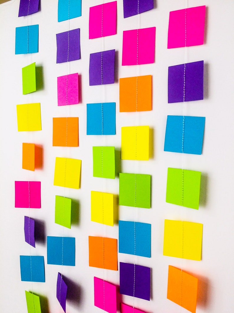 Neon Rainbow Paper Garland: 10 Ft Party Decor - Etsy