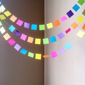 Neon Rainbow Paper Garland: 10 Ft Party Decor - Etsy