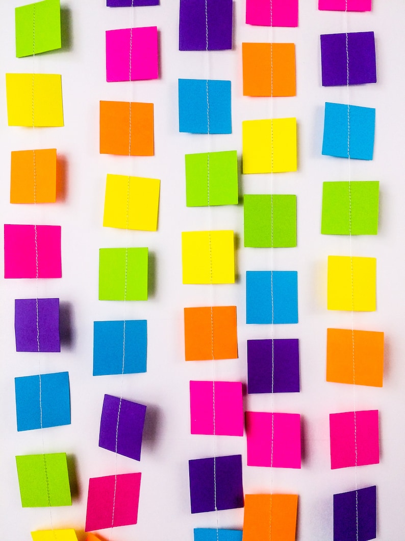 Neon Rainbow Paper Garland: 10 Ft Party Decor - Etsy