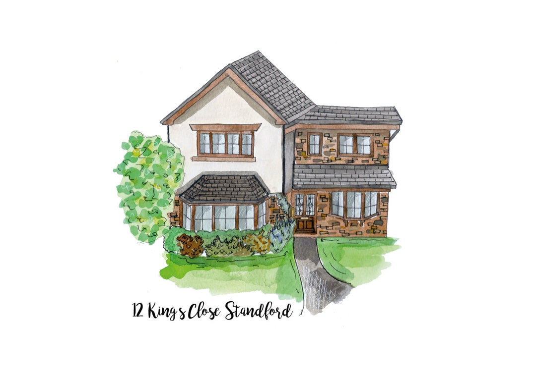 Custom Hand-drawn Home Portrait, Custom House Portrait, Custom House ...
