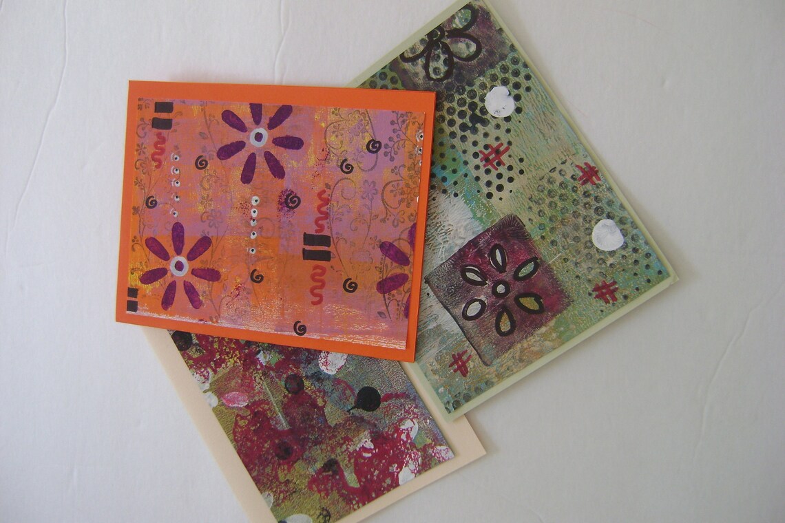 8 Handmade Abstract card set /handmade note cards/ stationery | Etsy