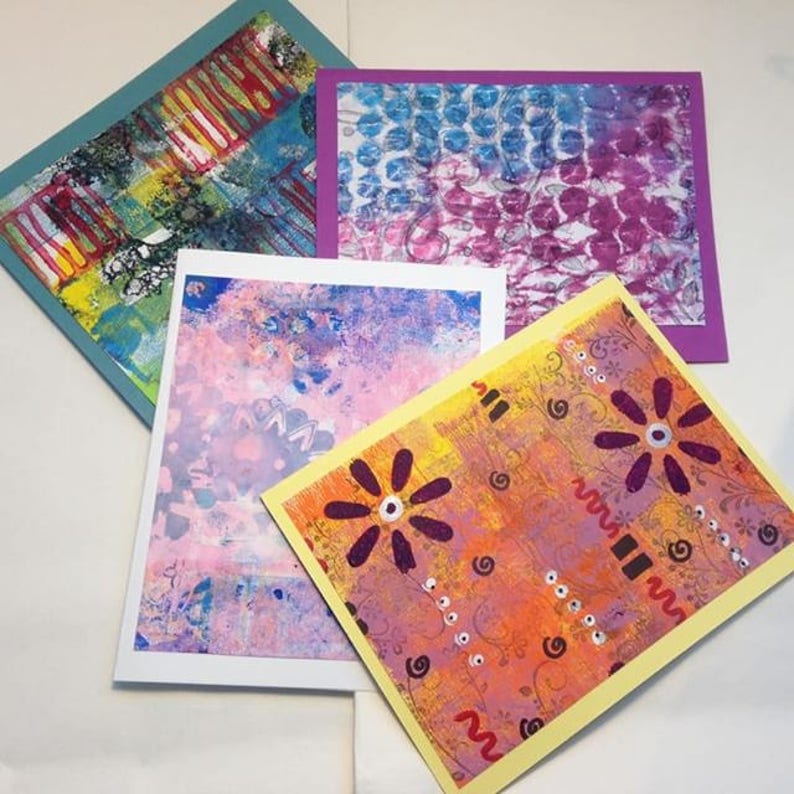 8 Handmade Abstract Card Set /handmade Note Cards/ Stationery Gift Set ...
