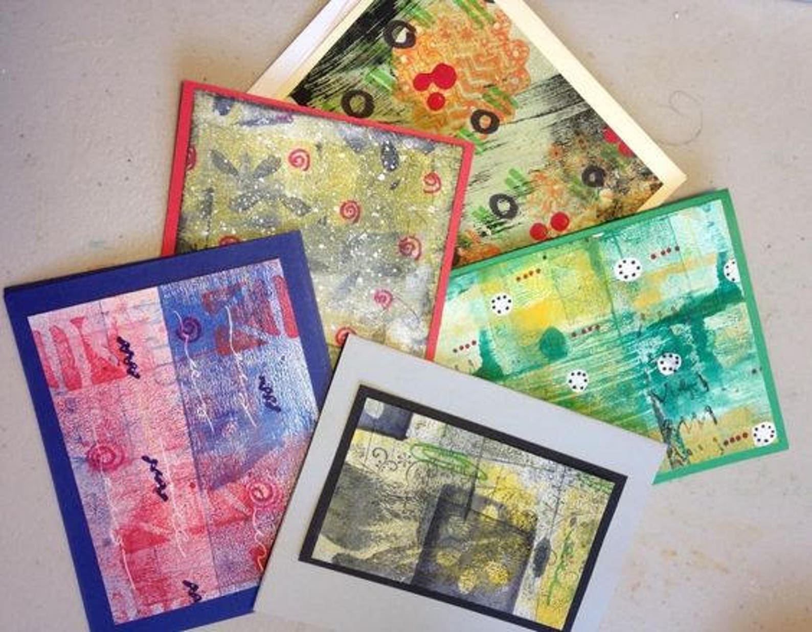 8 Handmade Abstract Card Set /handmade Note Cards/ Stationery Gift Set ...