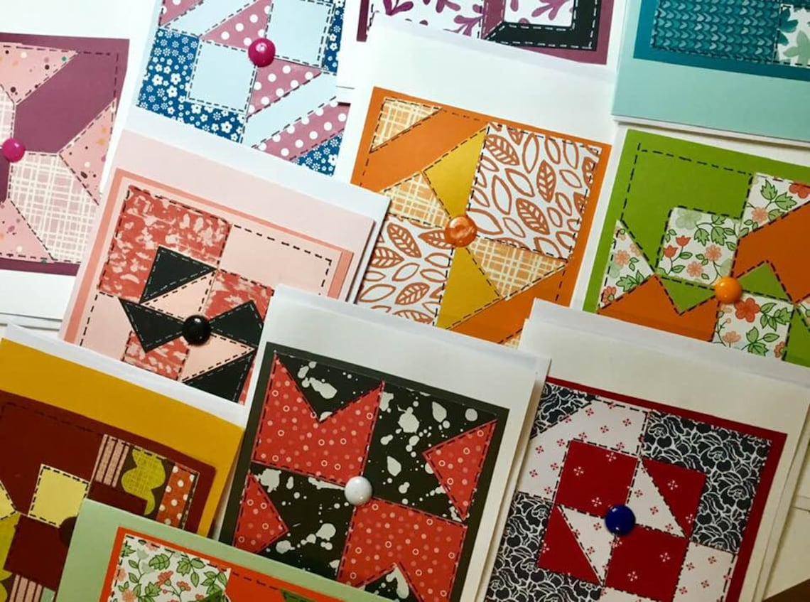 5 Handmade Quilt Pattern Block Card /quilt Card/ Quilt Note Card ...