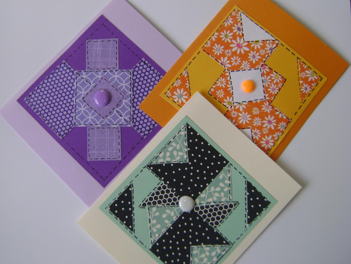 5 Handmade Quilt Pattern Block Card /quilt Card/ Quilt Note Card ...