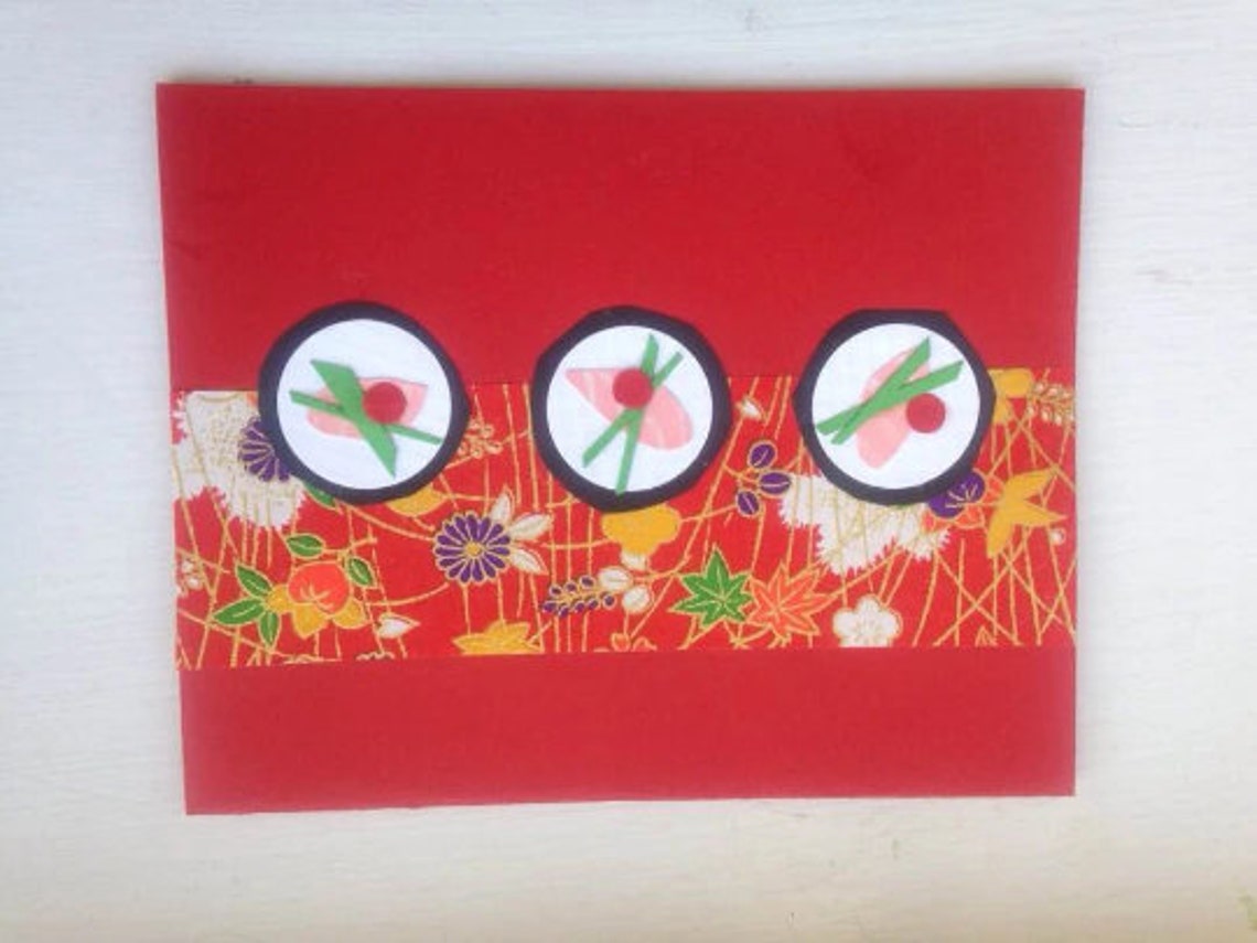 6 Handmade Asian Notecards /sushi Cards/ Japanese Notecards /washi ...