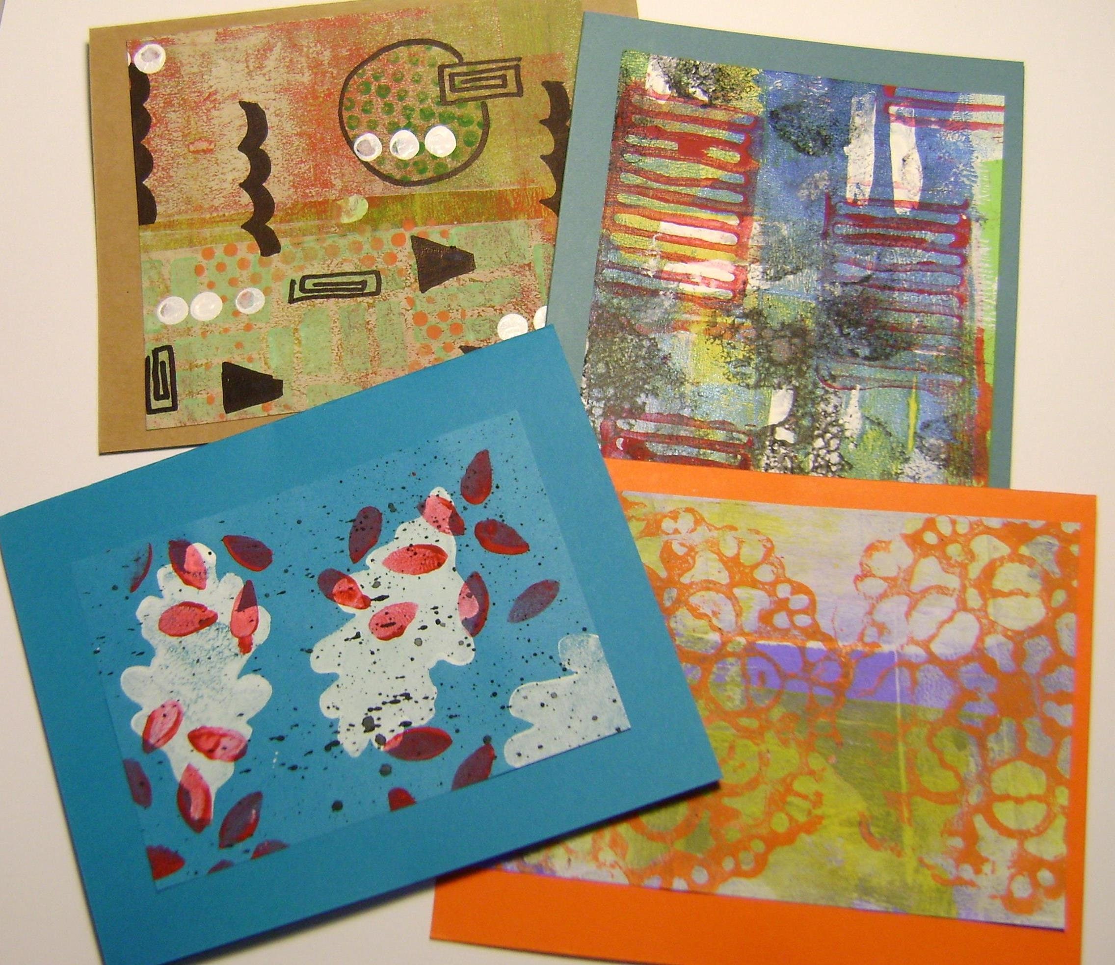 8 Handmade Abstract Card Set /handmade Note Cards/ Stationery Gift Set ...