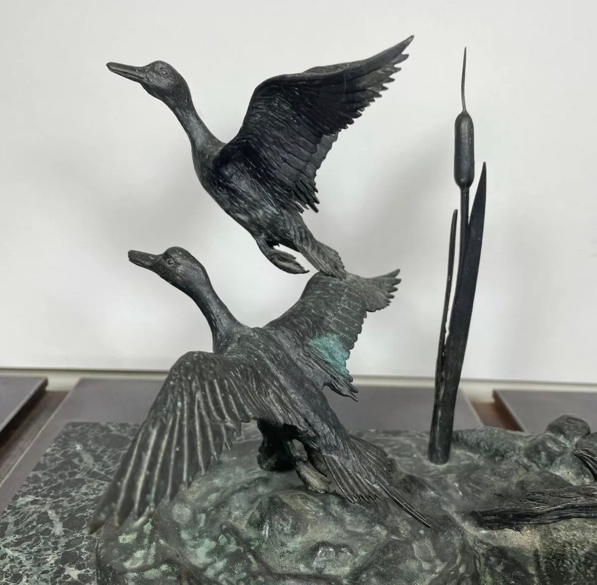 Bronze Statue Ducks Marble Base 1978 #63 of 500 7 1/2 » Tall 6x12 Base ...