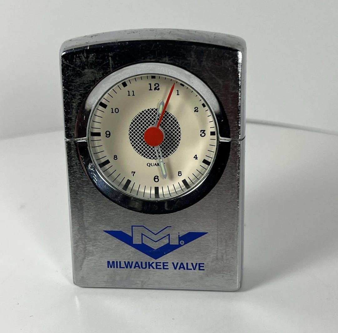Vintage Milwaukee Valve Desk Clock Small Stainless Logo New Battery - Etsy