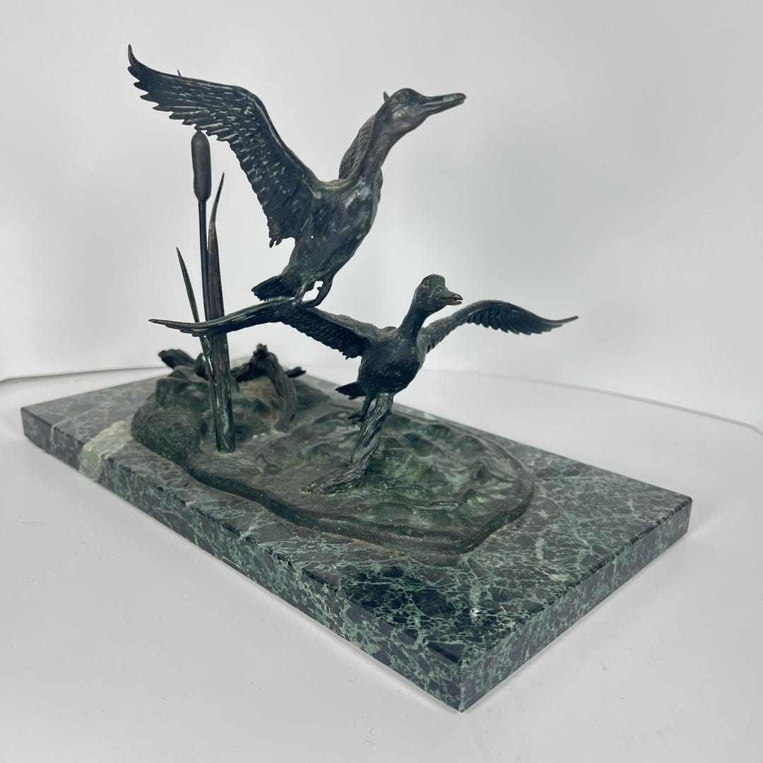 Limited Edition Bronze Duck Sculpture, Stan Bentall, Marble Base - Etsy