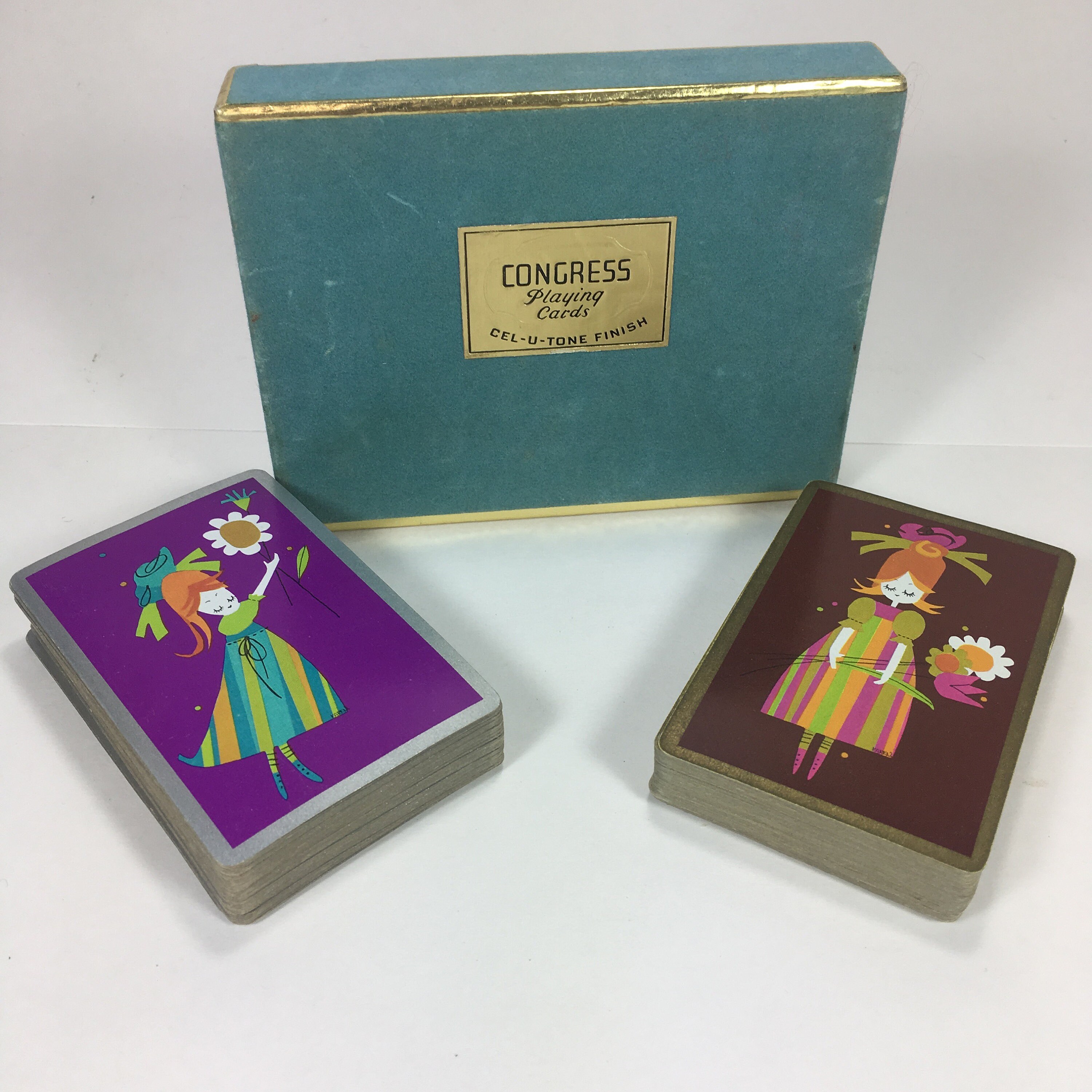 Congress Cel-u-tone Playing Cards Girls With Daisy's Graphics - Etsy