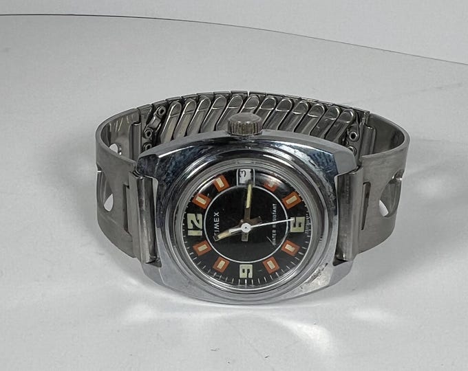 Vintage Timex Sprite Watch Mechanical Wind 30mm Silver Tone Great Dial ...