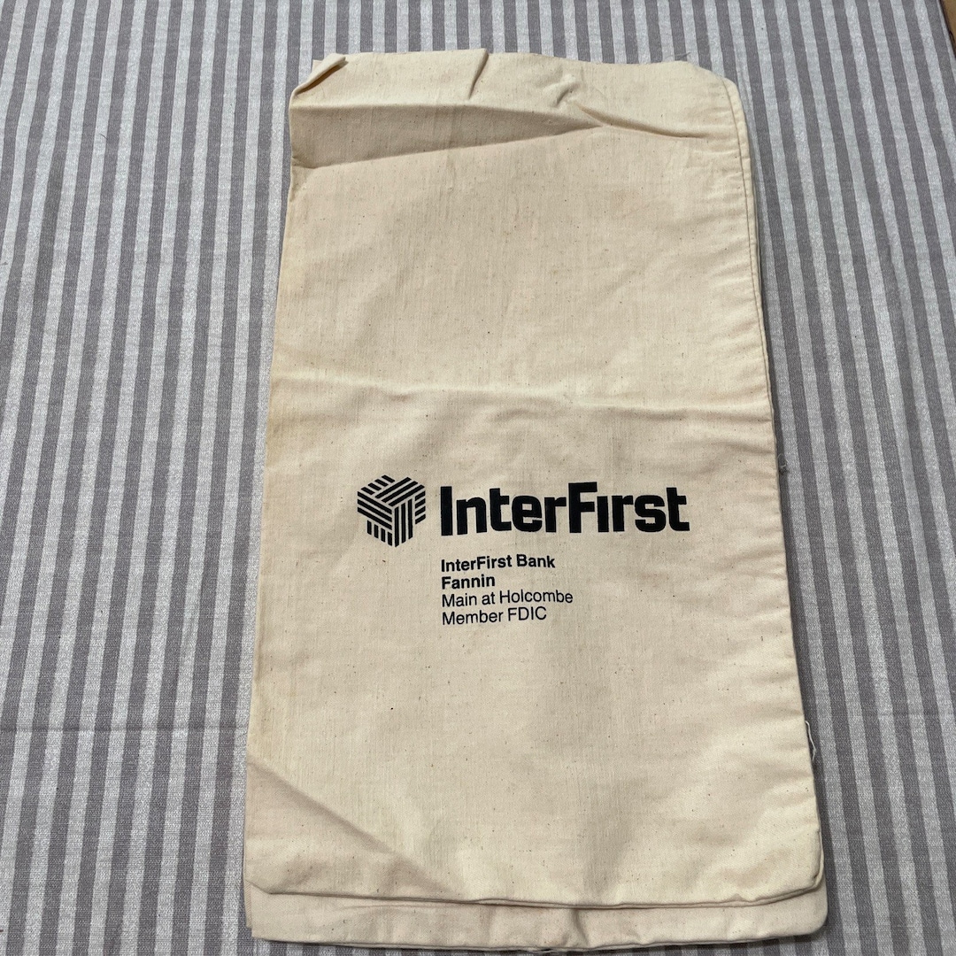 Bank Bag Canvas Money Bag Interfirst Fannin Bank Houston Texas Vintage ...