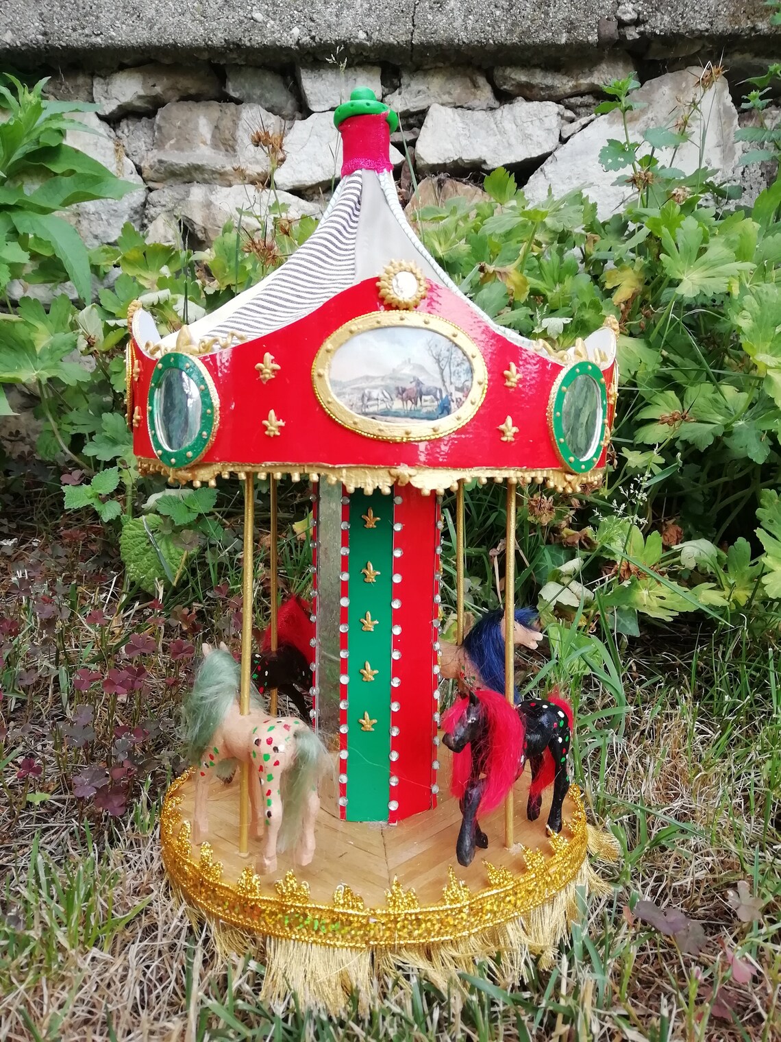 OOAK Miniature 1/12 Carousel 4 Horses Dolls House Artist - Etsy