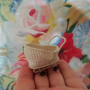Miniature Wicker Toy Buggy for 1.12 Scale Dolls House Artist Handmade ...