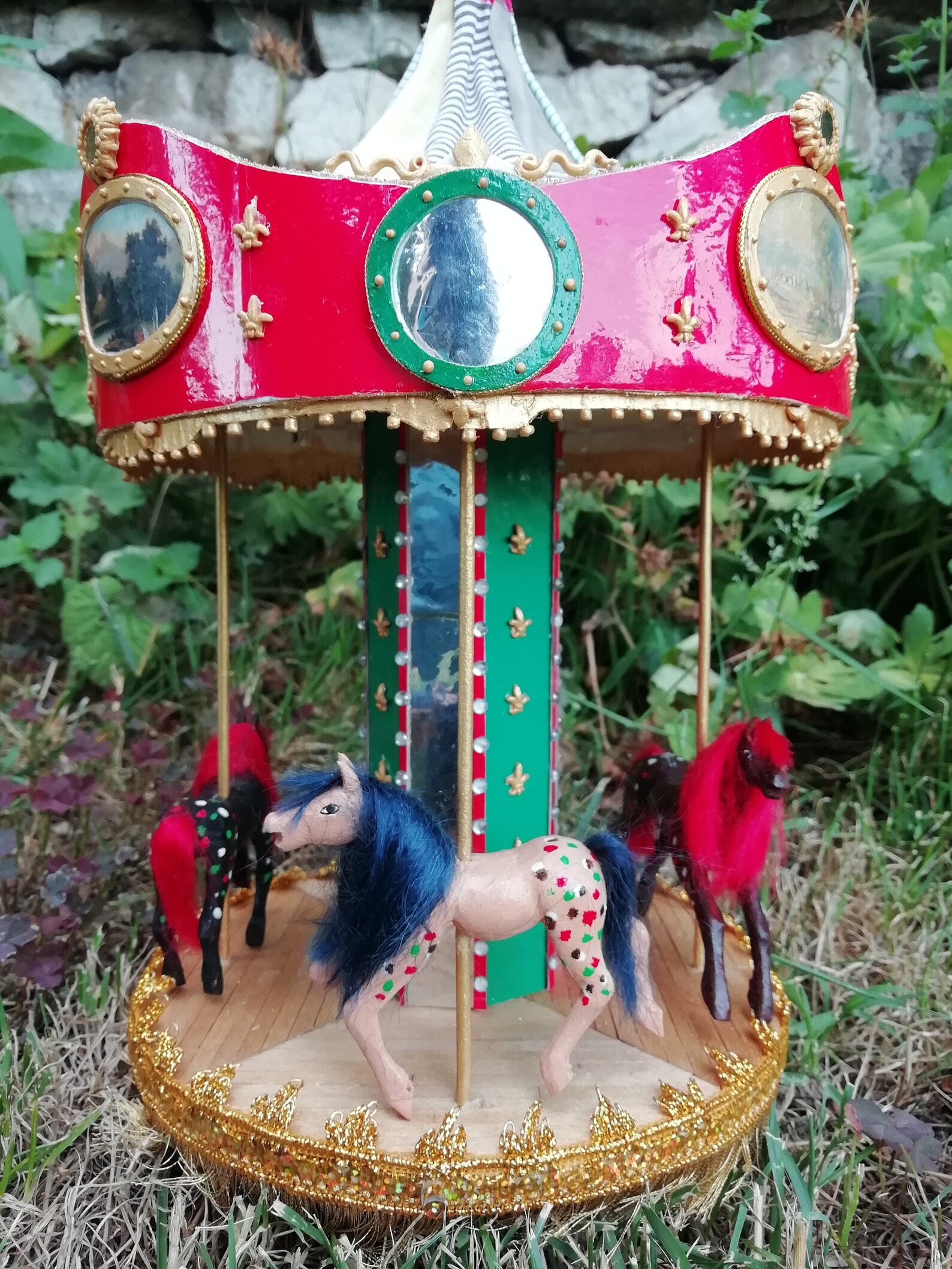 OOAK Miniature 1/12 Carousel 4 Horses Dolls House Artist - Etsy
