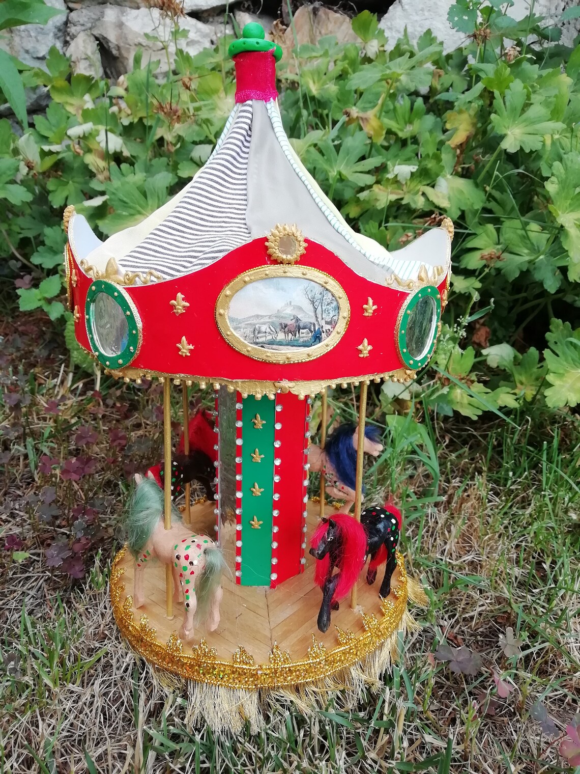 OOAK Miniature 1/12 Carousel 4 Horses Dolls House Artist - Etsy