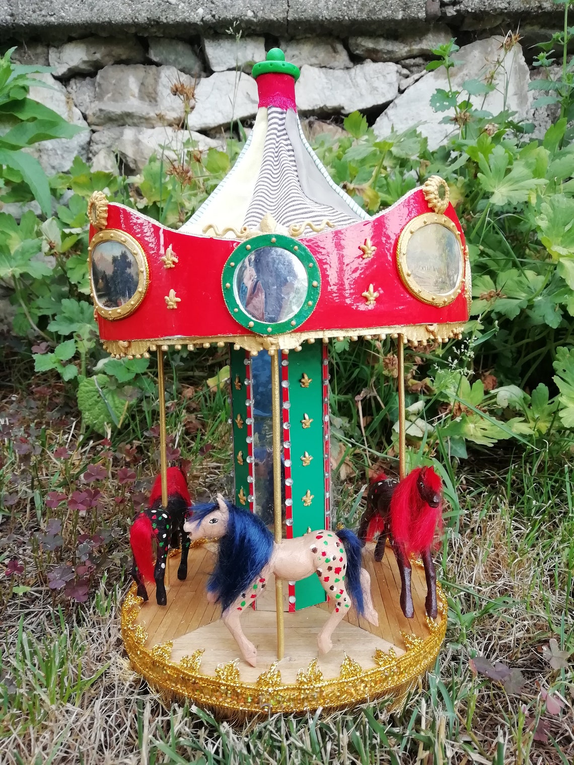 OOAK Miniature 1/12 Carousel 4 Horses Dolls House Artist - Etsy