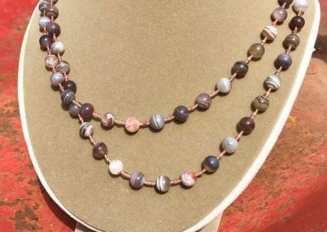 Botswana Agate Necklace | Natural Gemstone Jewelry | Earth Toned ...