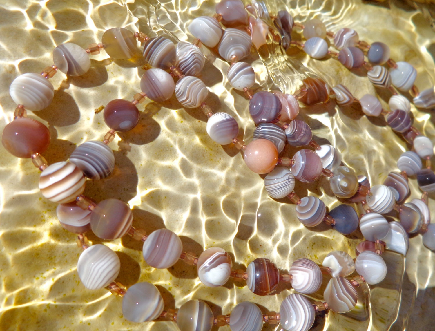 Botswana Agate Necklace Natural Gemstone Jewelry Earth Toned Striped ...