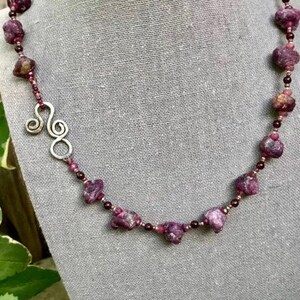 Ruby Nugget Necklace | Raw Ruby Nugget, Pink Tourmaline, and Garnet ...